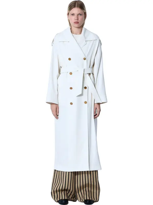 Max Mara Water-repellent Gabardine Trench Coat - White