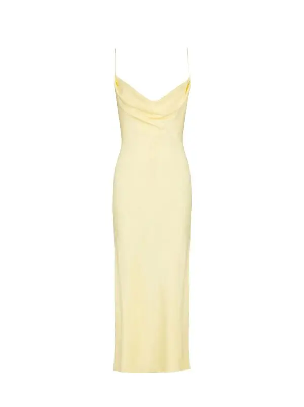 Balmain Silk Satin Midi Dress - Yellow
