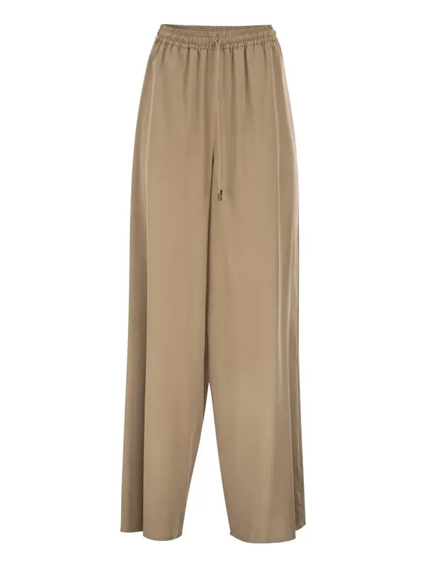 Max Mara Wide-leg Trousers In Washed Silk - Multicolor