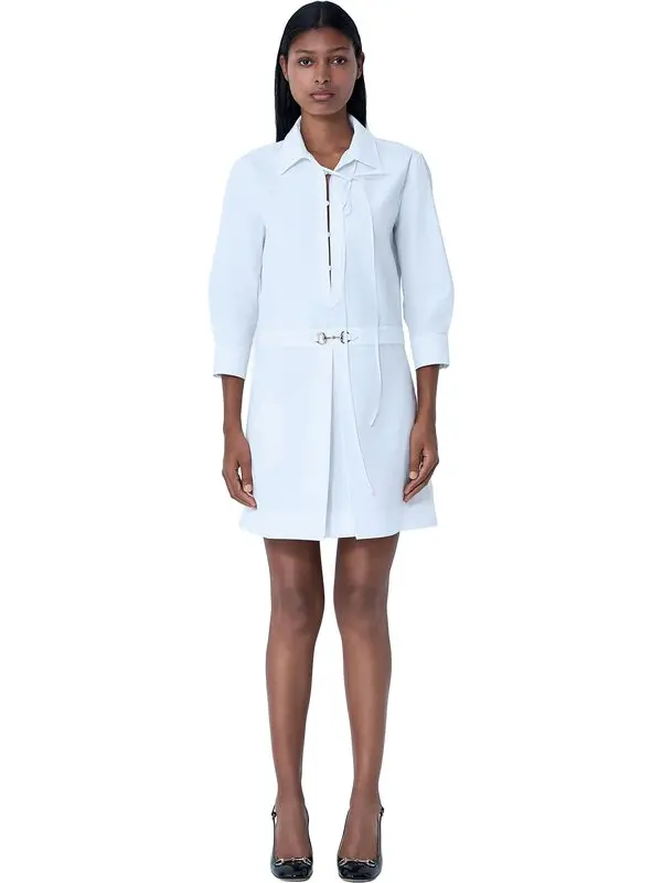 Gucci Cotton Poplin Shirt Dress With Horsebit Hardware - White