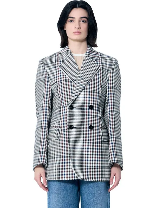 Bottega Veneta Checked Cotton-blend Double-breasted Blazer - Brown