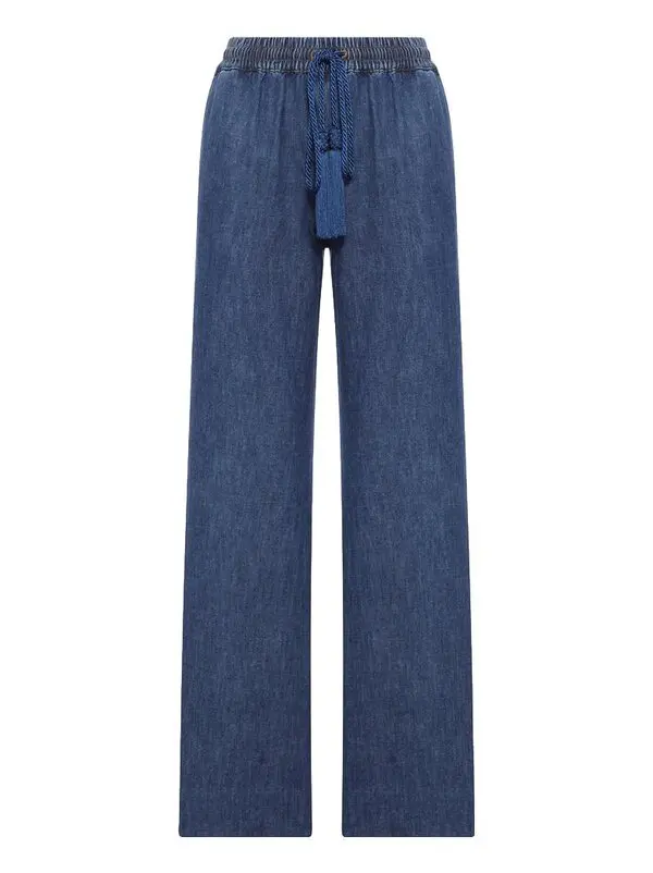 Valentino Garavani Wide Leg Chambray Pants - Multicolor