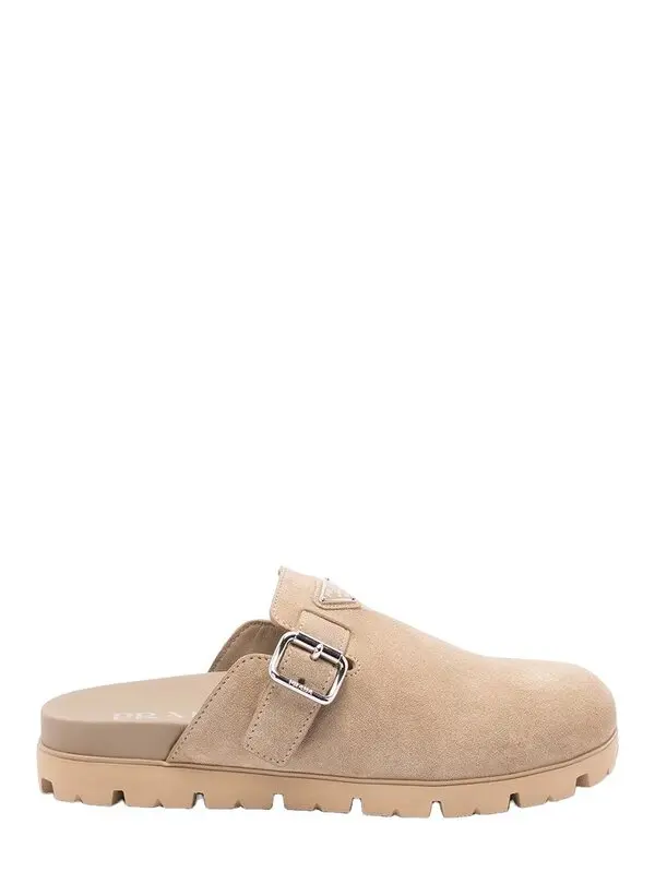 Prada Suede Sabot With Buckle Detail - Multicolor