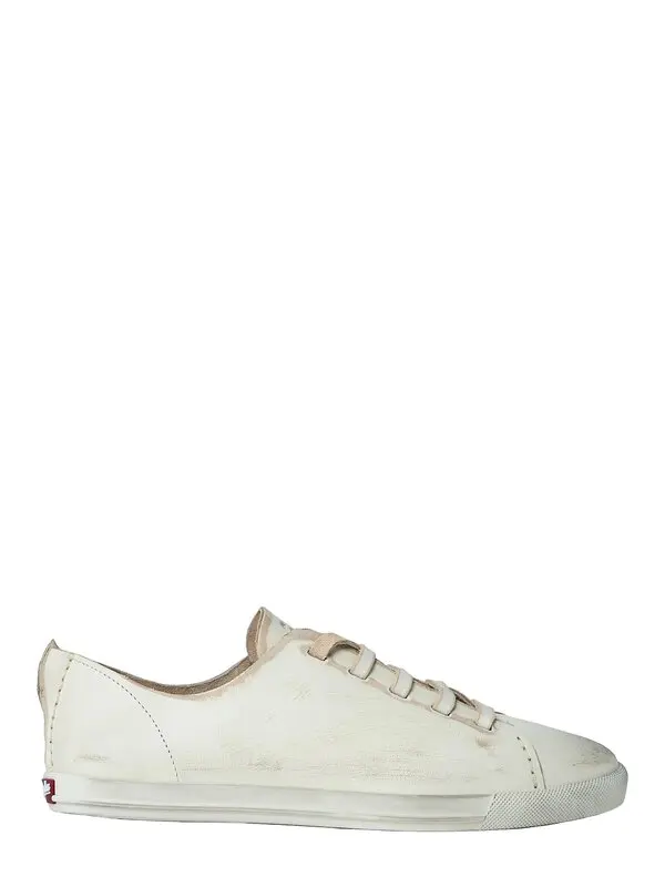 Prada Distressed Leather Lace-up Sneakers - White