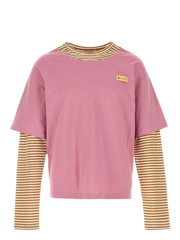 Marni Dark Linen Bend T-shirt - Pink