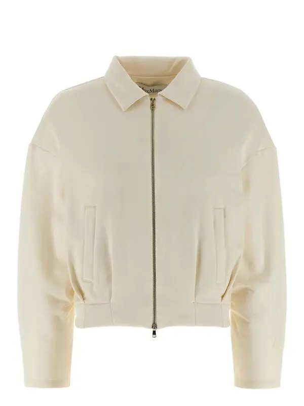 Max Mara Zip-up Knit Jacket - White
