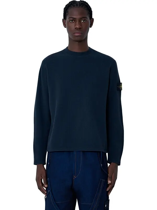 Stone Island Crewneck Fine Knit Jumper - Blue