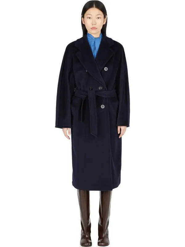 Max Mara Madame 101801 Icon Coat In Wool And Cashmere Blend - Blue