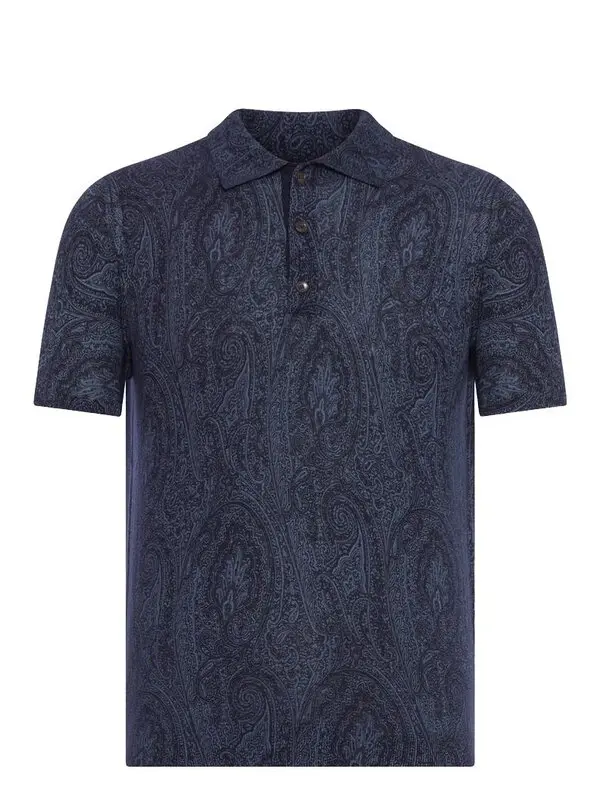 Etro Cotton Blend Polo Shirt With Floral Paisley Pattern - Multicolor