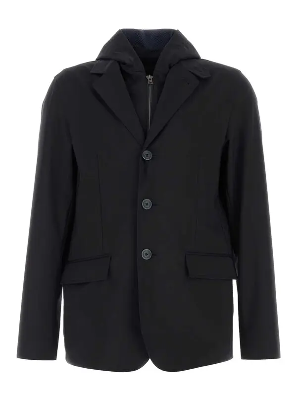 Herno Jersey Blazer With Hood - Black