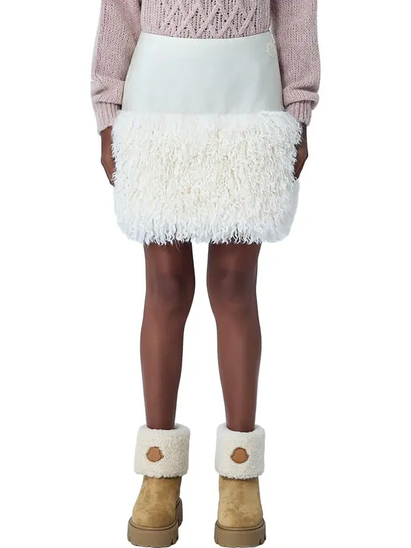 Moncler Eco Nylon Mini Skirt With Fluffy Hem - White