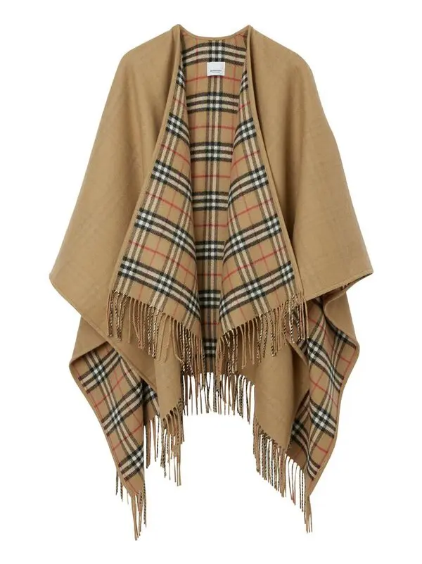 Burberry Reversible Check Wool Cape - Multicolor