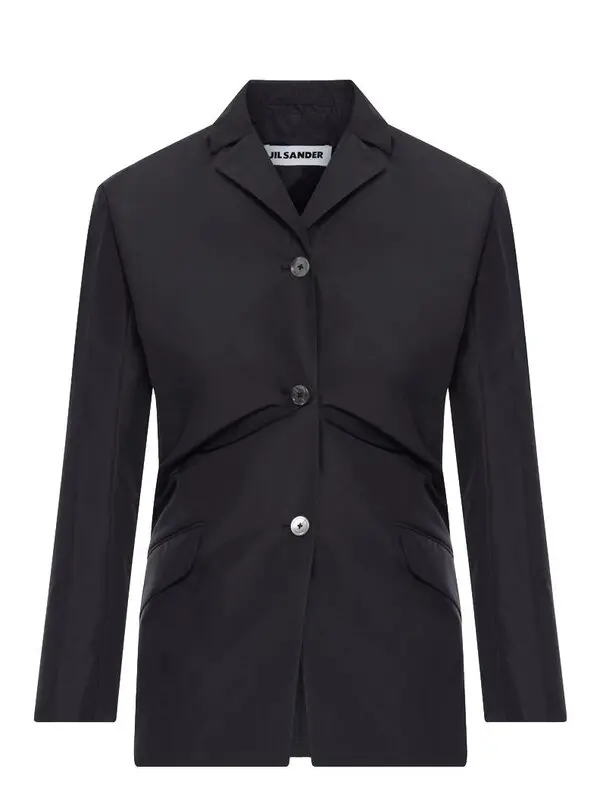JIL SANDER Tailored Blazer In Technical Fabric With Back Draping - Black