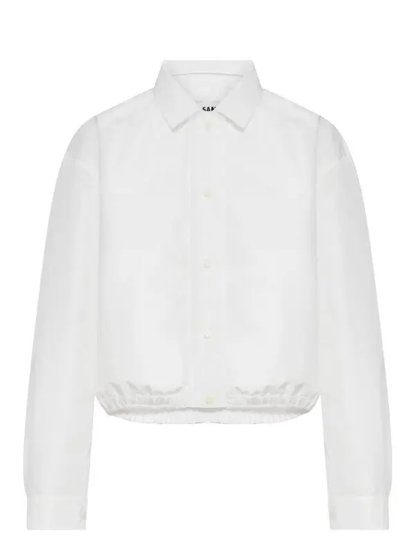 JIL SANDER Cropped Technical Fabric Jacket With Elasticated Hem - White