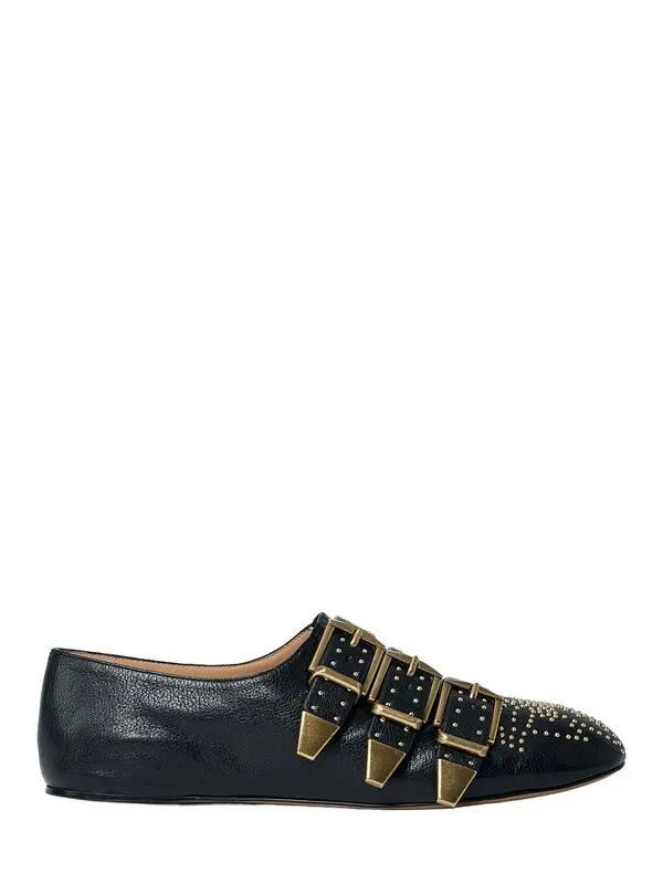 Chloé Susanna Studded Leather Flats - Black