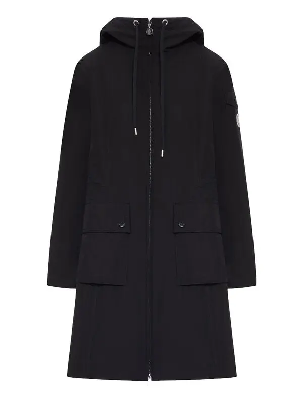 Moncler Long Hooded Technical Fabric Parka - Black