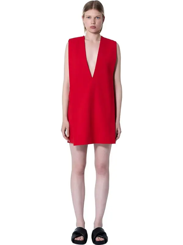 Sportmax Plunge Mini Dress With Belt - Red