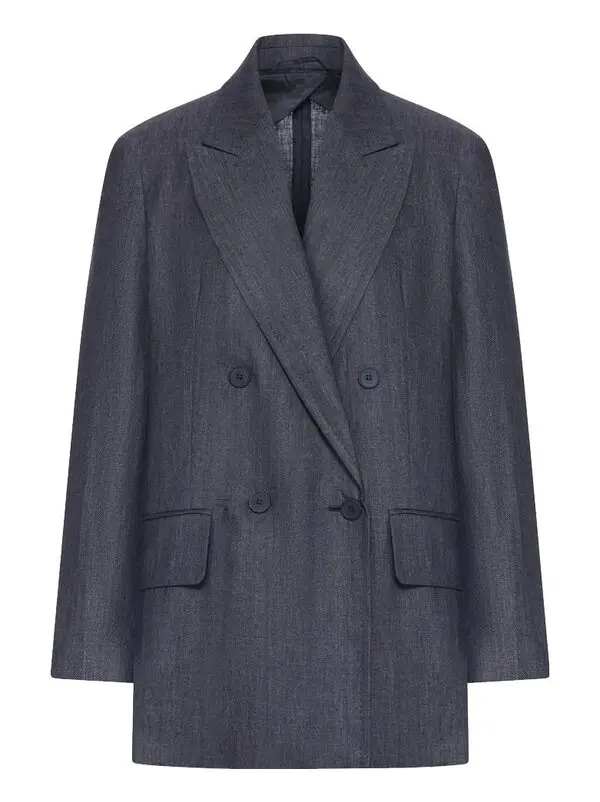 Max Mara Olimpia Double-breasted Linen Blazer - Multicolor