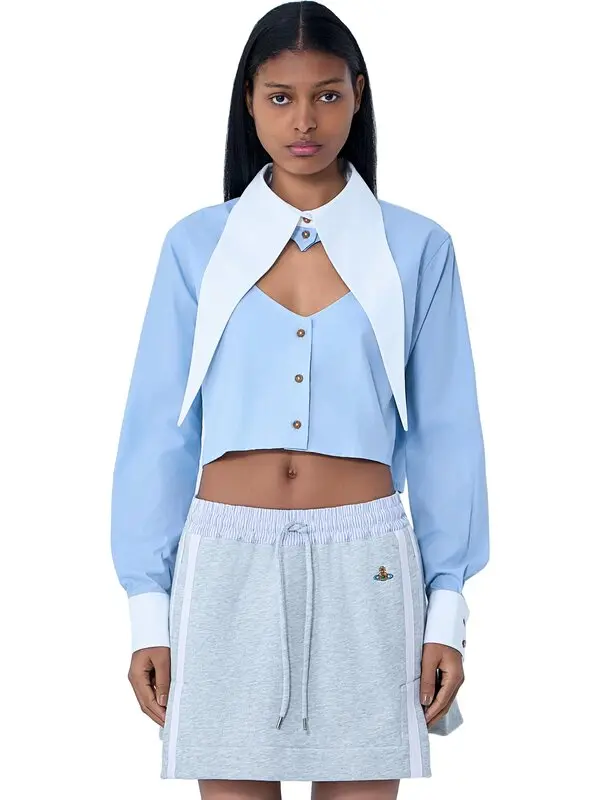 VIVIENNE WESTWOOD Layered Collar Cropped Shirt - Blue