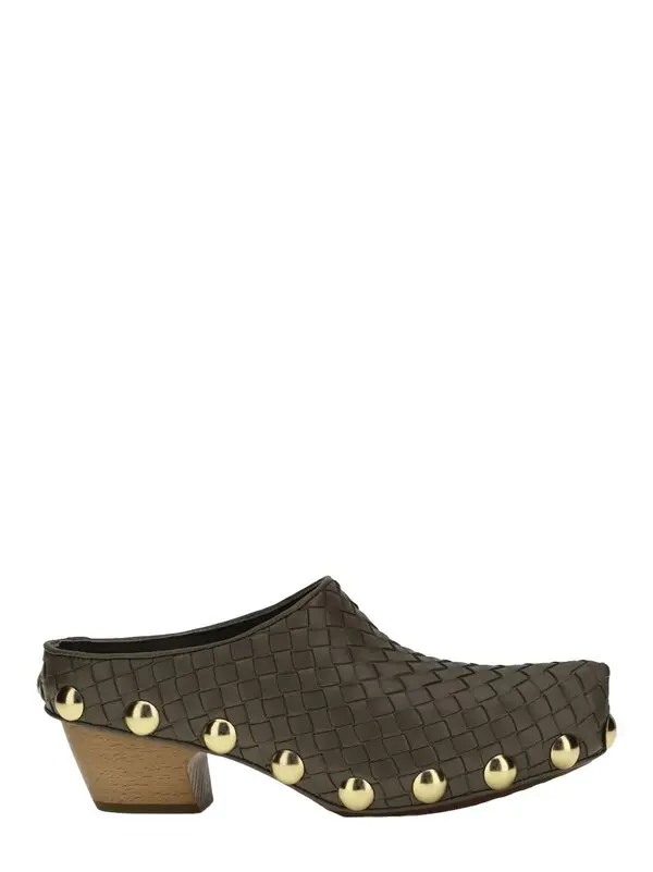 Bottega Veneta Woven Clogs With Studded Detail - Gray