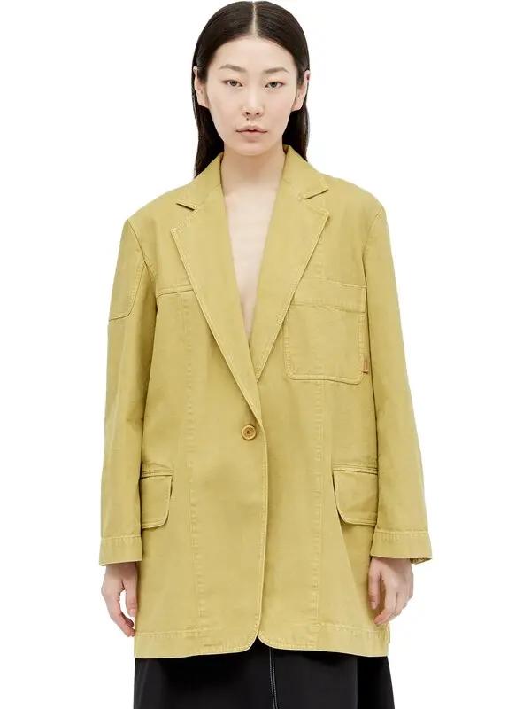 Max Mara Oversized Cotton Canvas Blazer - Yellow