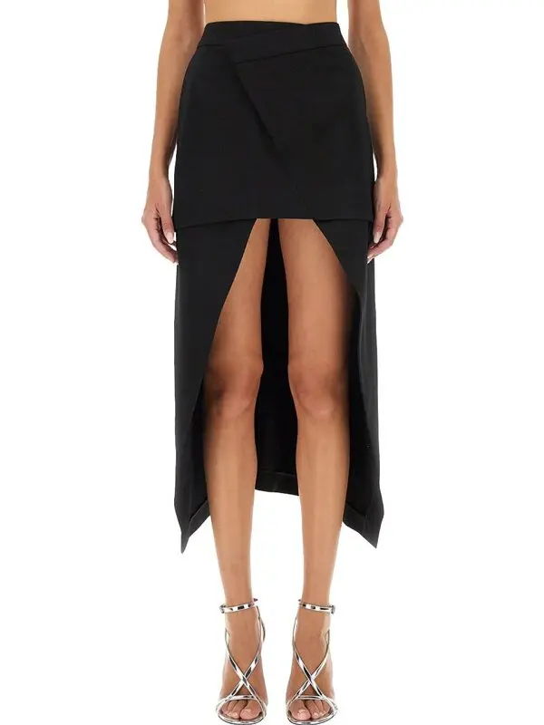 Alexander McQueen Asymmetrical Wool Skirt - Black
