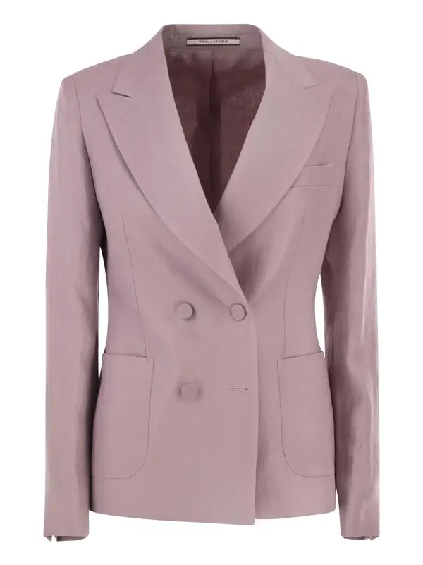 Tagliatore Double-breasted Linen Blazer - Pink