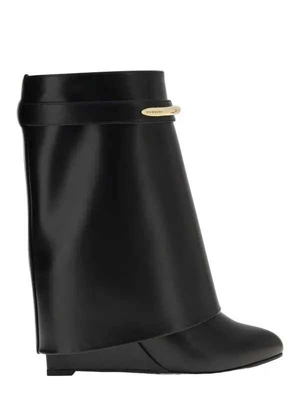 Givenchy Leather Shark Silhouette Wedge Boots - Black