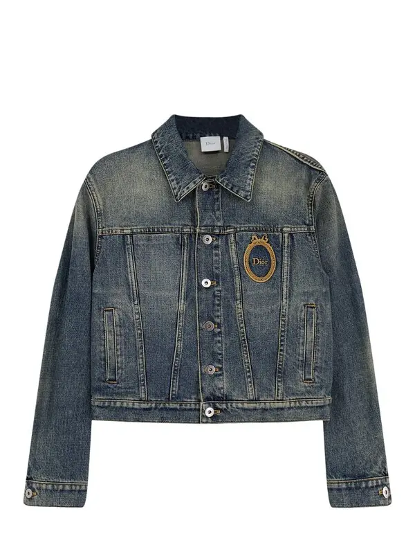 Dior Blue Denim Embroidered Medallion Jacket - Multicolor