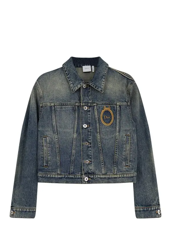 Dior Blue Denim Embroidered Medallion Jacket - Multicolor