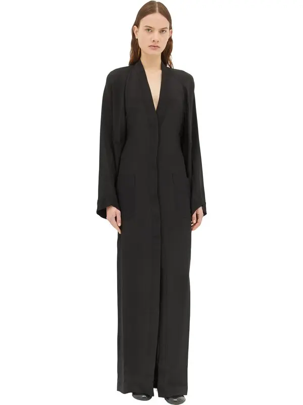 Max Mara Long Silk Wrap Dress - Black