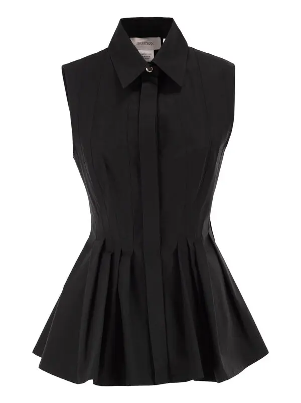 Sportmax Certosa Sleeveless Shirt In Heavy Cotton Canvas - Black