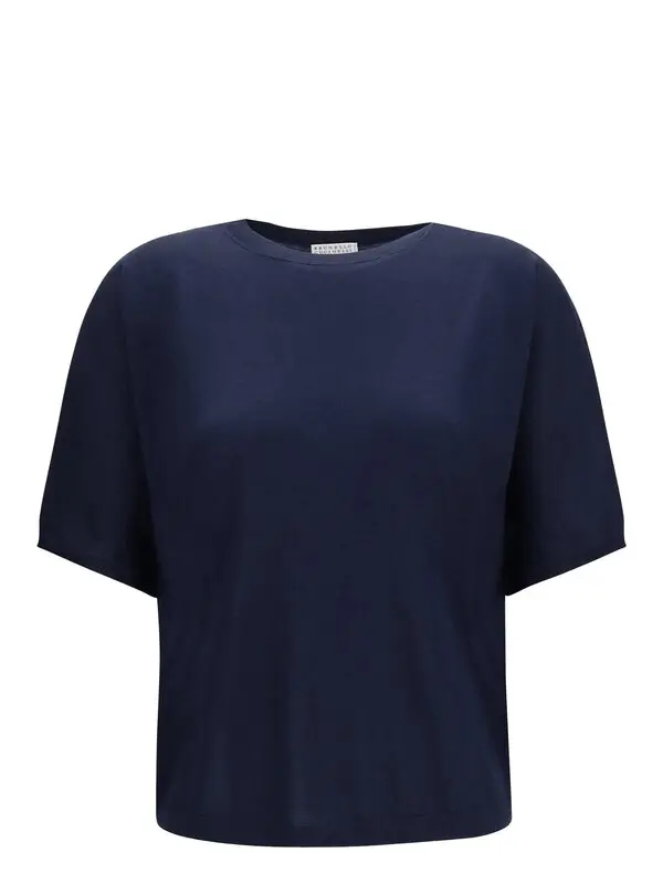 Brunello Cucinelli Short Sleeve Cashmere And Silk Sweater - Blue