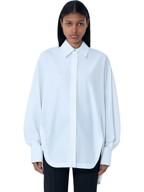 Sportmax Oversized Cotton Poplin Shirt - White
