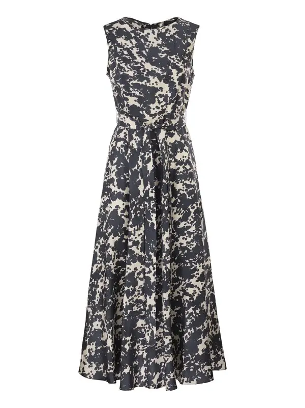 Max Mara Martina Printed Silk Twill Sleeveless Dress - Blue