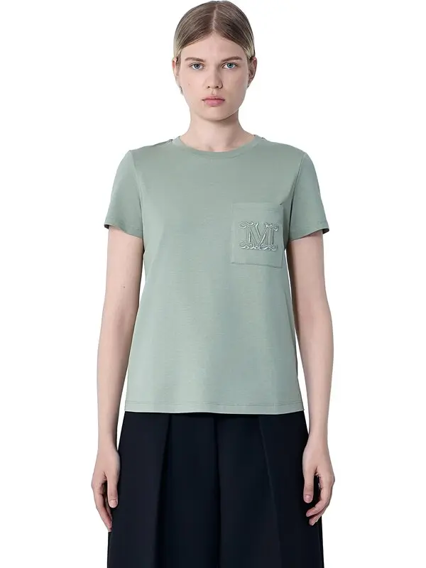 Max Mara Cotton Jersey Logo Motif T-shirt - Green