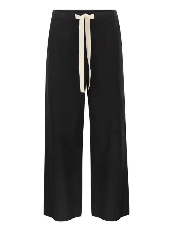 Max Mara Cotton Drawstring Trousers - Black