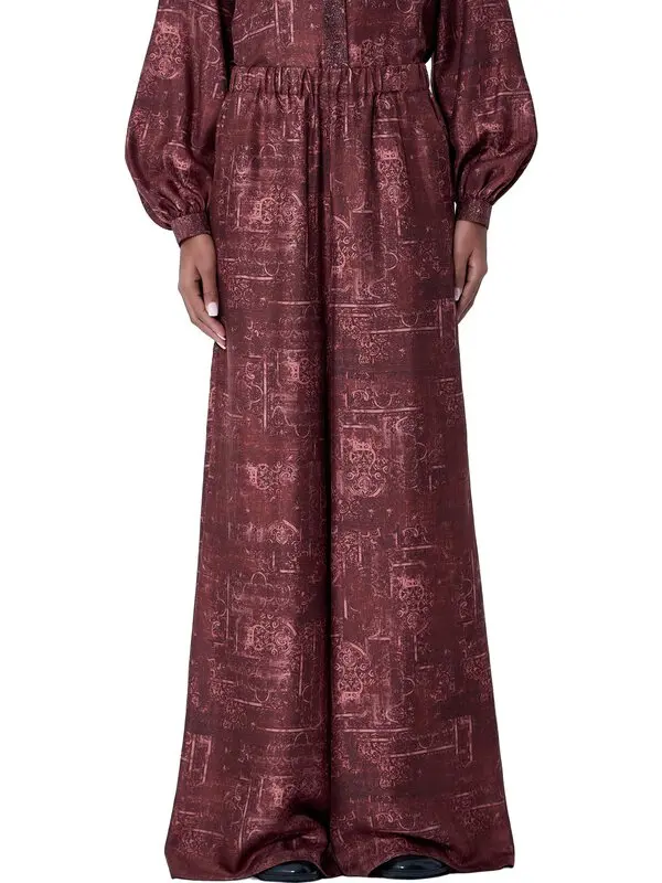 Max Mara Wide-leg Silk Jacquard Pants - Multicolor