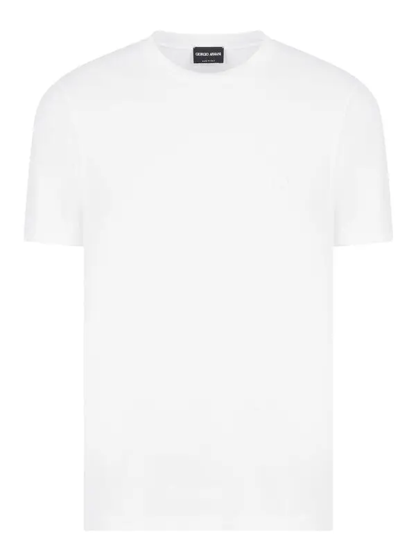 Giorgio Armani Crewneck Short Sleeved Sweater In Stretch Viscose Jersey - White