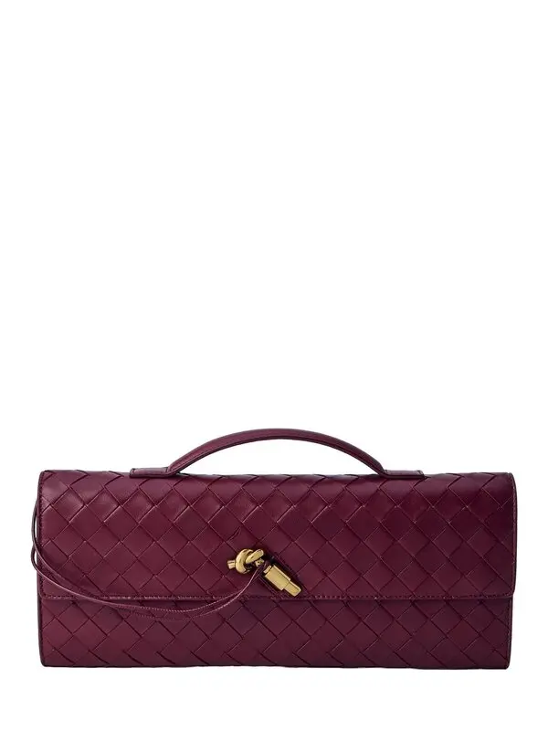 Bottega Veneta Long Andiamo Clutch In Woven Leather - Multicolor