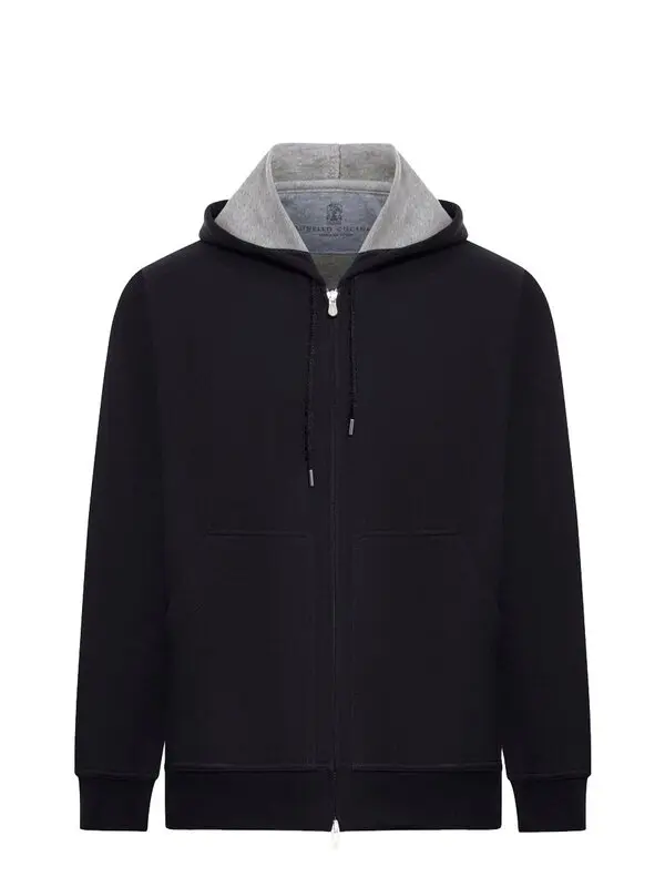 Brunello Cucinelli Zip-up Hoodie With Drawstring Hood - Black