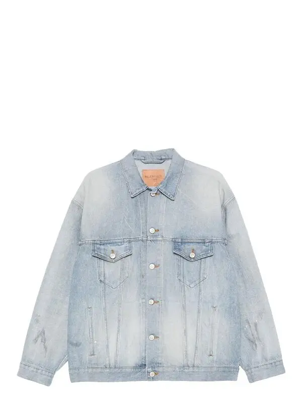 Balenciaga Denim Jacket With Tonal Stitching - Blue