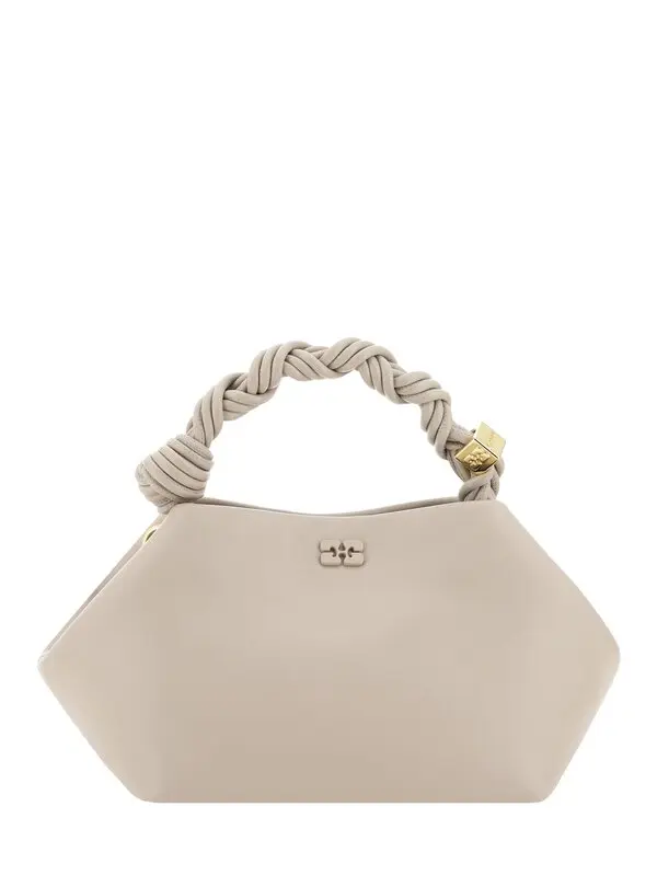 GANNI Small Bou Handbag In Certified Recycled Calfskin - White