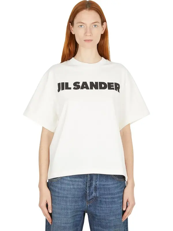 JIL SANDER Logo Print Cotton T-shirt - White