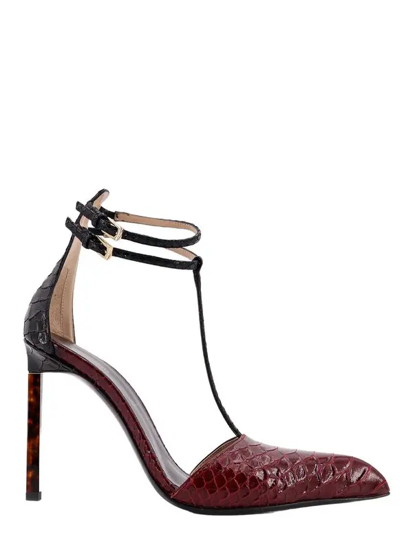 TOM FORD Python-effect Leather Pumps With Tortoiseshell Heel - Multicolor