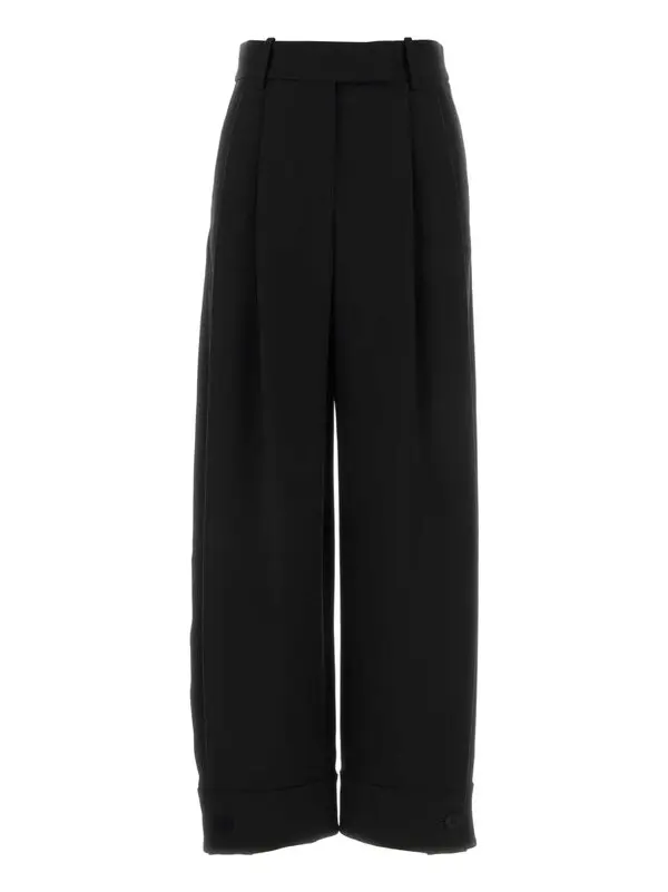 Giorgio Armani Silk Wide-leg Pants - Black