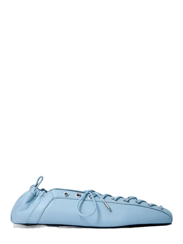 GANNI Eyelets Lace-up Ballerina Flats - Blue