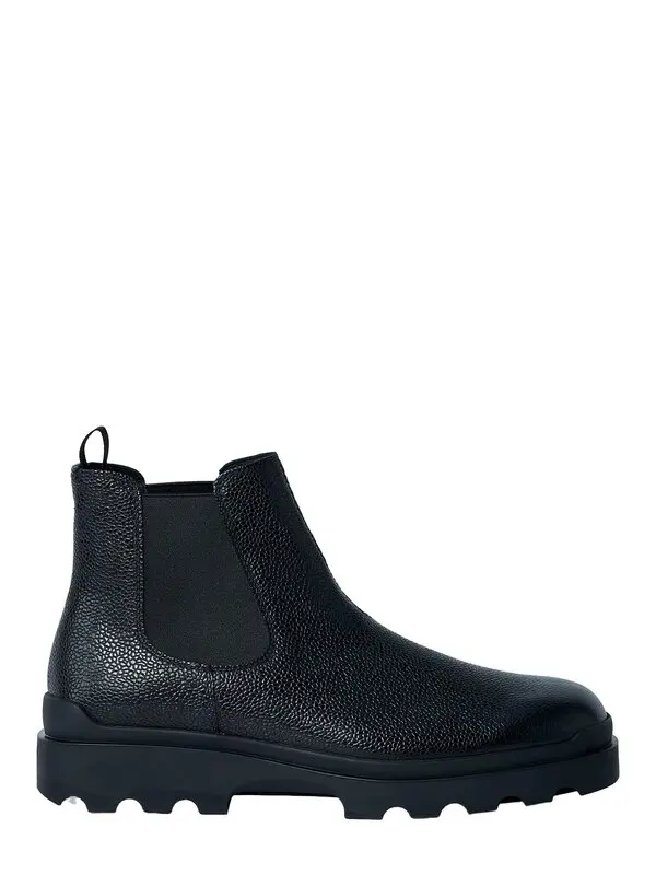 Prada Stamped Leather Chelsea Boots - Black