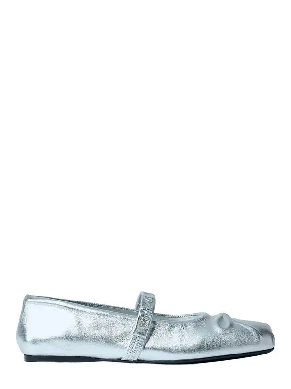Marni Leather Mary Jane Shoes With Bow Detailing - Silver