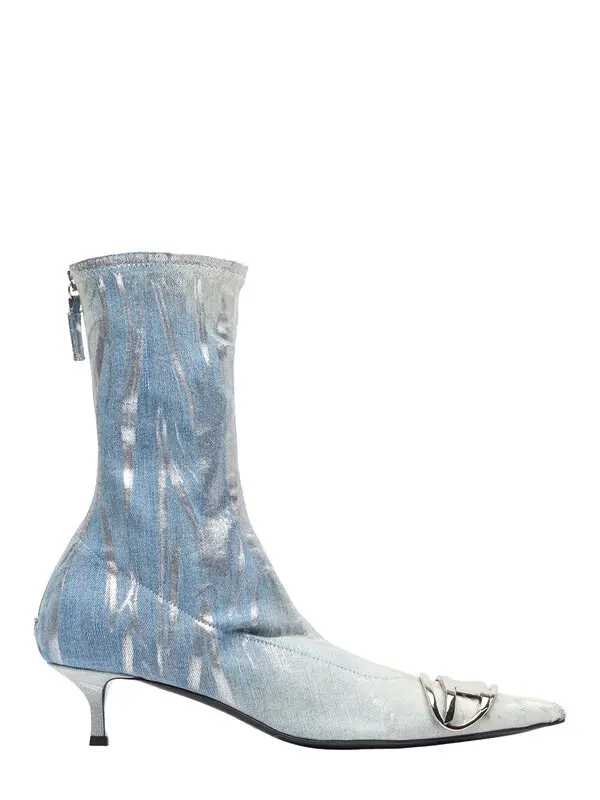 DIESEL® D-venus Kittie Bt Boots In Stretch Denim With Metallic Accents - Blue